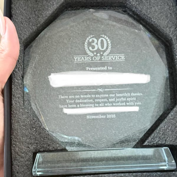 Personalized Long Service Crystal Awards, Custom Glass Trophy for ...