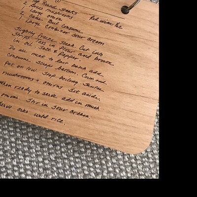 Handwritten Recipe Wooden Recipe Book Your Exact Handwriting - Etsy