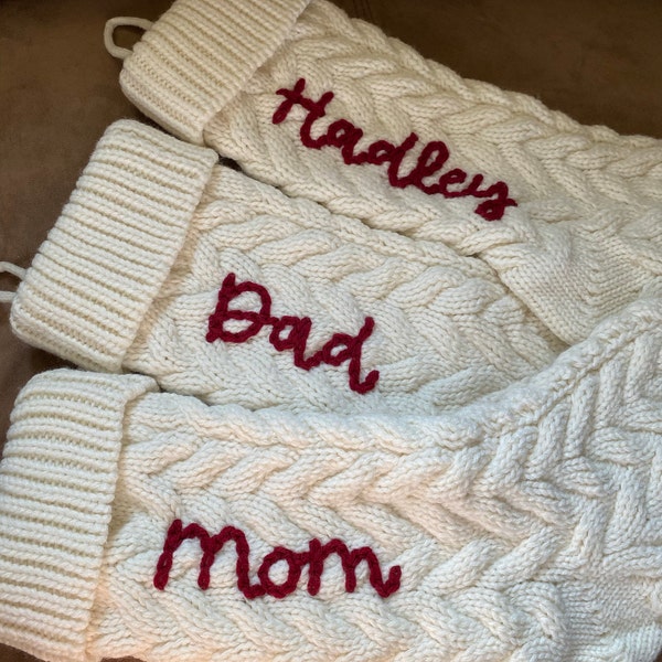 Personalized Christmas Stocking// Hand Embroidered Stocking// Stocking ...
