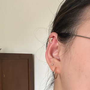 Gold/silver Diamond Rook Piercing Curved Barbell Cubic | Etsy