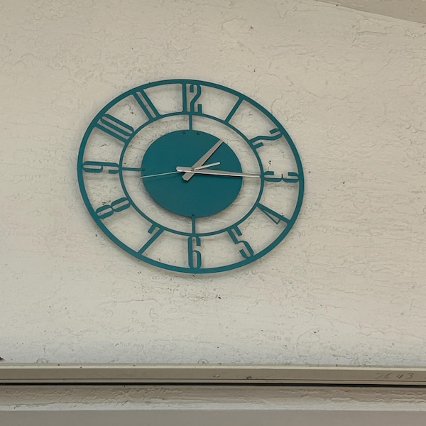 Turquoise Blue Unique Wall Clock, Modern Home Decor, Continuous Second ...