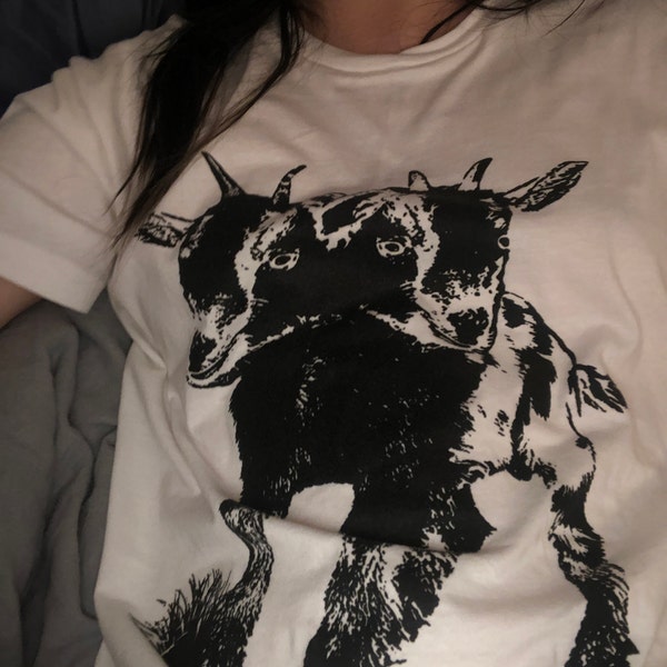 Two Headed Goat Shirt Funny Shirt for Women Men Cool Graphic T Shirts ...