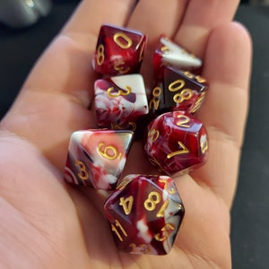 Neon Red and Black Dnd Dice Set Polyhedral Dice Set D&D | Etsy