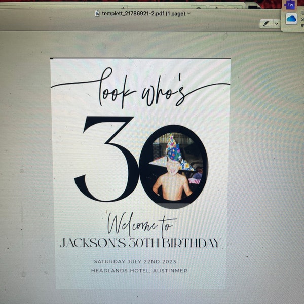 Male 30th Birthday Welcome Sign, Photo Birthday Welcome Template, Look ...