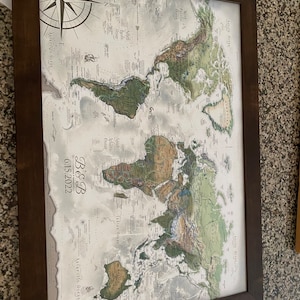 Nautilus World Map Push Pin, World Map Wall Art With USA National Parks ...