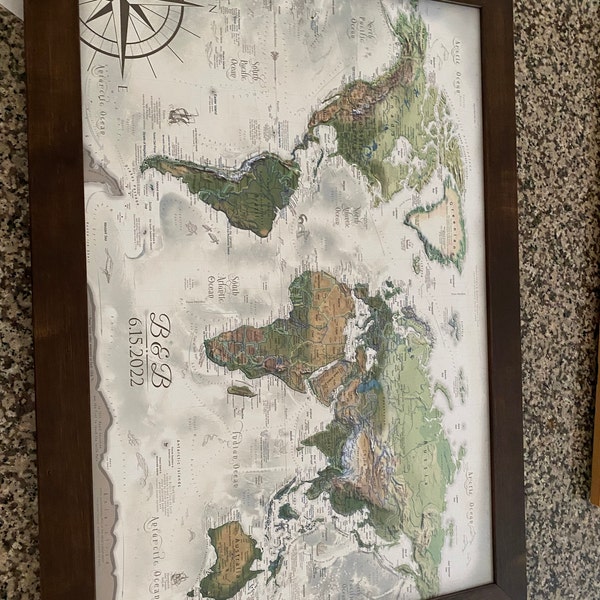 Nautilus World Map Push Pin, World Map Wall Art With USA National Parks ...