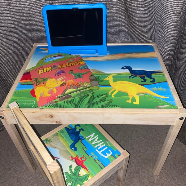 Personalised Children's Ikea LATT Wooden Table and 1 Chair Printed ...