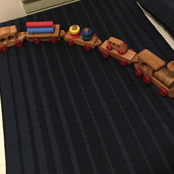 Deluxe 5-car Wooden Train Set - Traditional Toy Train - Large Handmade ...