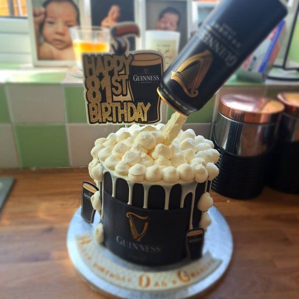 Guinness Themed Cake Topper! Personalised Name & Age * Birthday * Beer ...