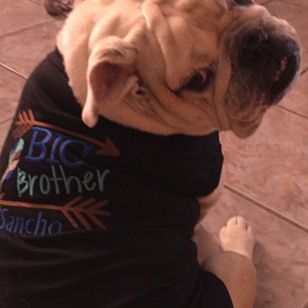 Dog Big Brother Personalized Tee Shirt - Custom Monogrammed Embroidered ...