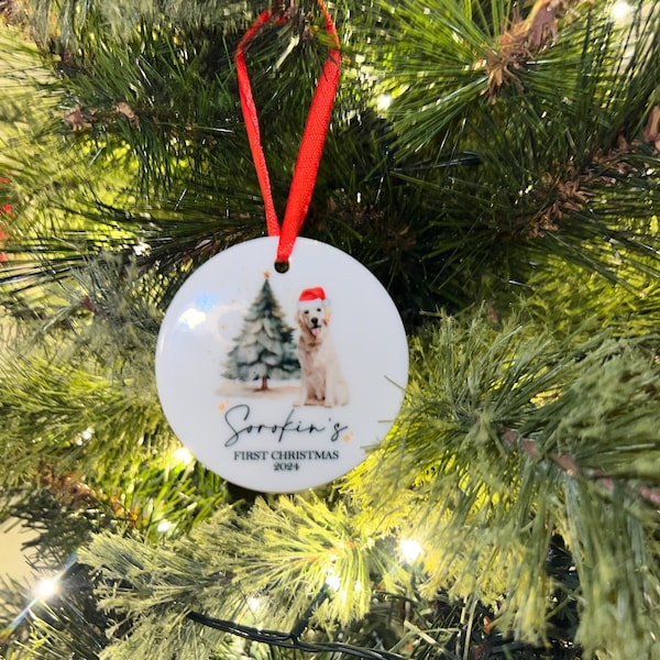 Personalised Dogs First Christmas Bauble, Puppy's 1st Xmas Tree ...