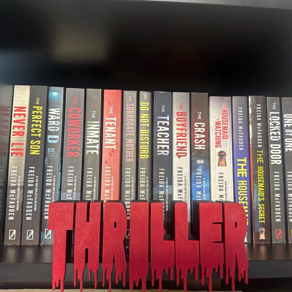 Thriller Bookshelf Sign | 3D Printed Dripping Book Genre Label - Etsy