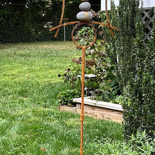 Garden Art Kinetic Wind Sculpture | Large Yard Art Metal Garden Decor ...