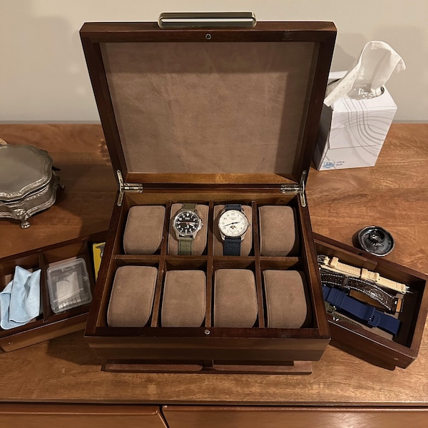 Personalized Watch Box for Men 8 Divider Slots Engraved Wooden Men ...