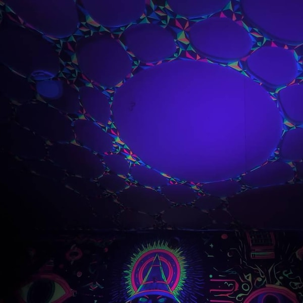 UV Geometric Ceiling Canopy, Stretch Decor,uv Decor, Black Light ...