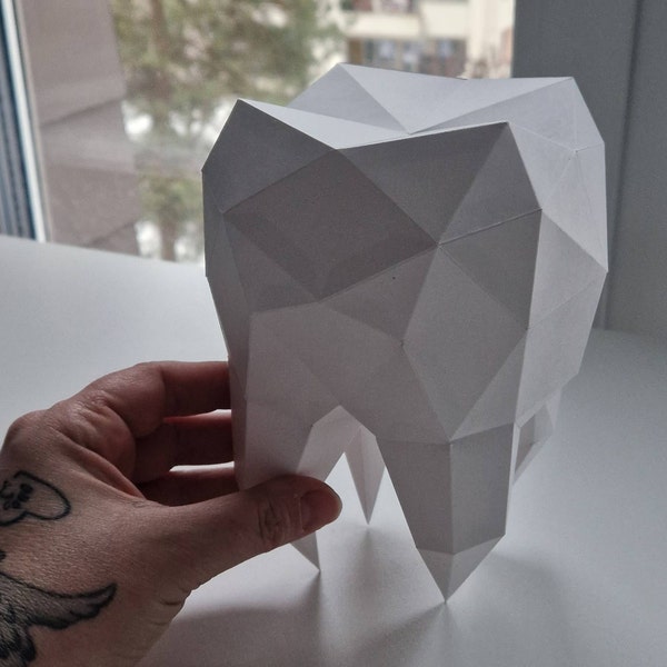 Papercraft 3D TOOTH MOLAR Dental Veneers Low Poly Paper Sculpture Diy ...