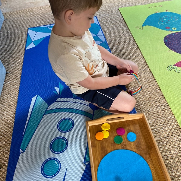 Buttoning Game: Wool Felt Circles, Rainbow Ribbon - Fine Motor Skills ...