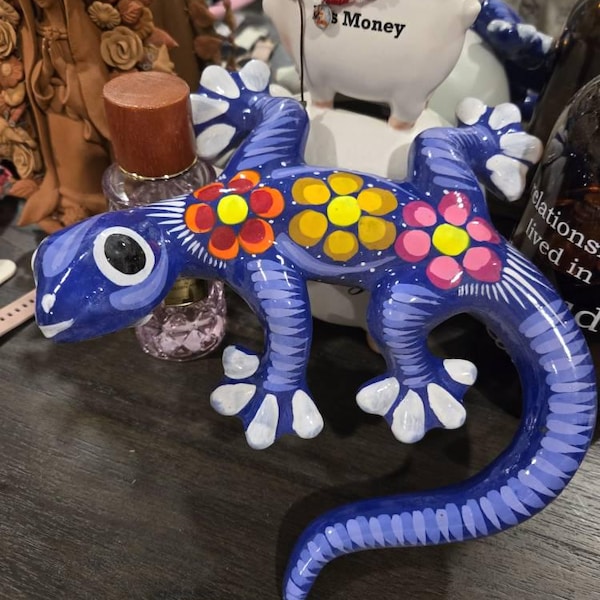 Medium Hand Paint Clay Lizard - Mexican Lizard Decor - Etsy