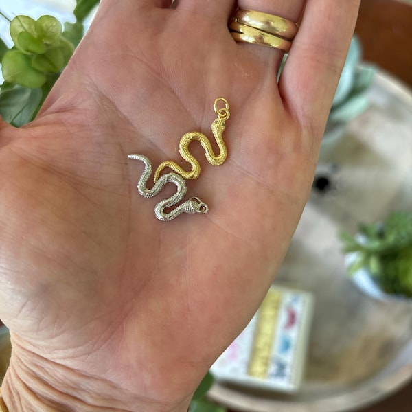 18K Gold Filled Snake Pendant,silver Snake Charms Bracelet Necklace for ...