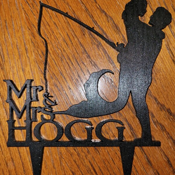 Man Holding Mermaid Mr. and Mrs. Custom Wood Wedding Cake Topper ...