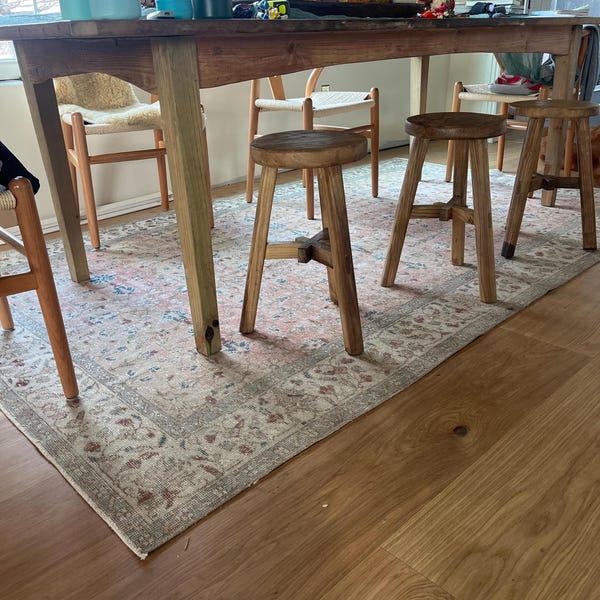 5x9 Mid Century Modern Rug, Living Room Decor, White Turkish Rug ...