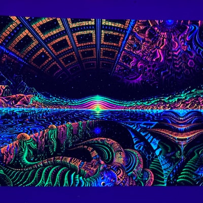 PSYCHEDELIC BACKDROP Escalated C Blacklight Trippy Tapestry - Etsy UK