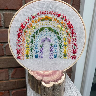 Large Floral Rainbow Embroidery Pattern & Guide PDF Digital Download ...