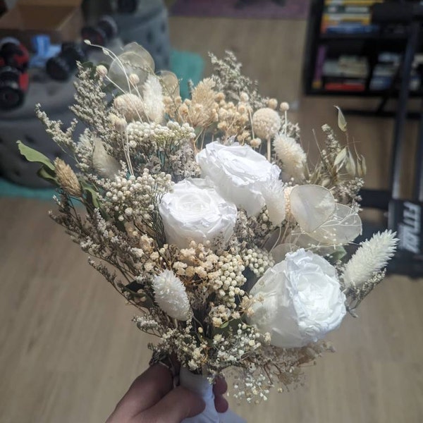 Rustic Dusty Blue Dried Flower Bouquet, Dried Flower Posy, Wedding ...