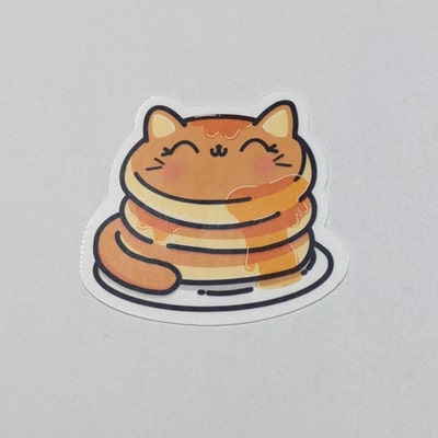 Pancake Cat Sticker Vinyl Sticker Decal for Laptops, Water Bottles ...