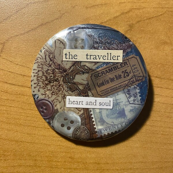 Cool Antique Collage Pin - Etsy