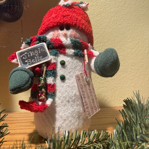 Snowman Doll, "sheryl", 9" Snowman, Burgundy, Snowman Decor, Snowman ...