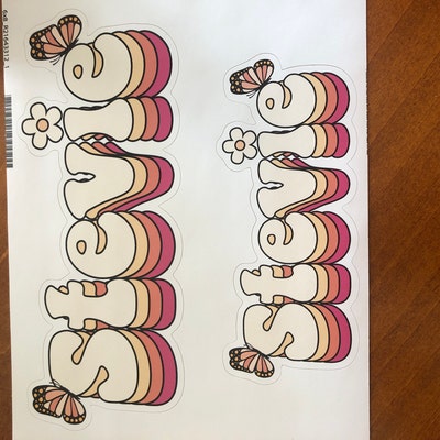 Custom Sticker Name Text Retro Hippie Groovy Waterproof Vinyl Stickers ...