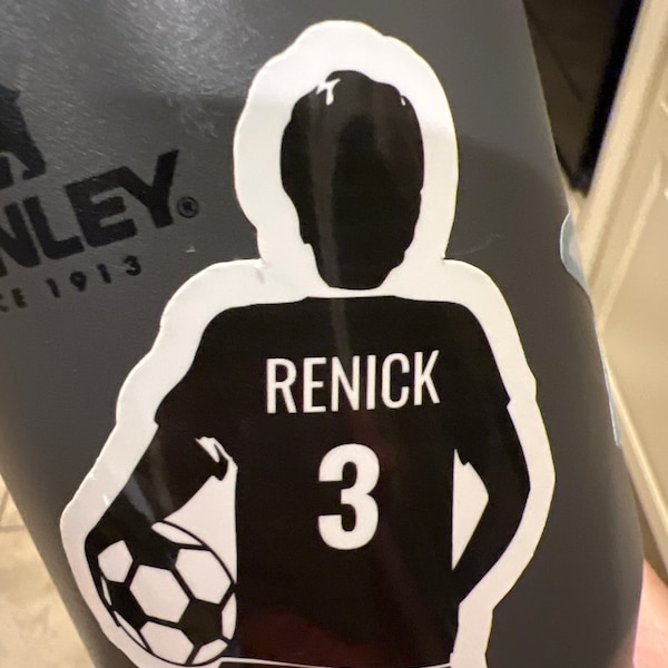 Soccer Vinyl Sticker Custom Design Sport Decal Water Resistant Laptop ...