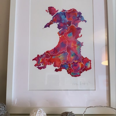 Map of Wales Pink Tones by Niki Pilkington - Etsy