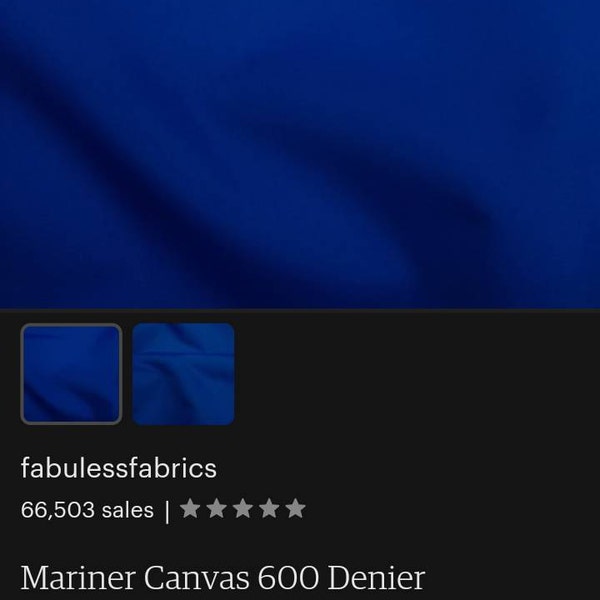 Mariner Canvas 600 Denier Waterproof Outdoor Fabric 60" Wide per Yard ...