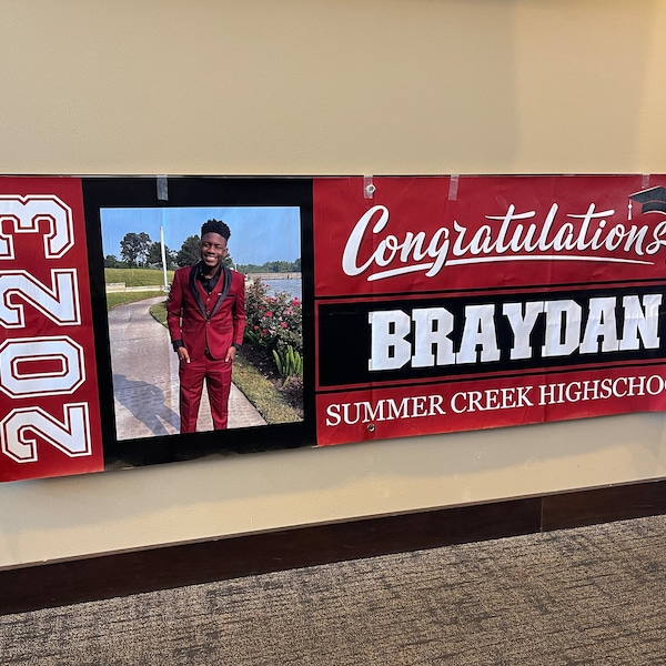 Personalized Graduation Banner W/ Photo, Name & School - 3 Sizes ...