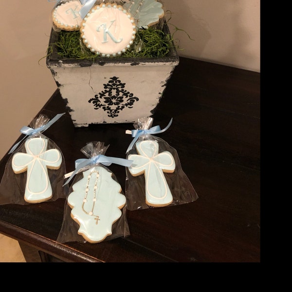 Boy Baptism Cookies/christening Decorated Cookies/ Baptism Cookies for ...