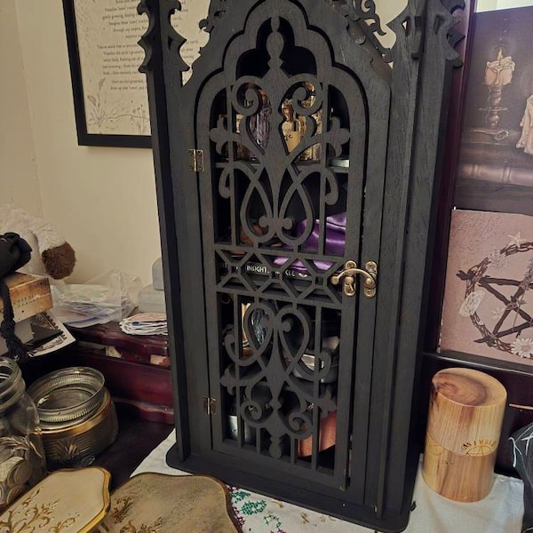 Gothic Apothecary Shelf , Black Vintage Storage Display , Gothic ...