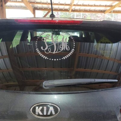 Glittery Custom Circle Monogram Car Window Decal Vine Personalized ...