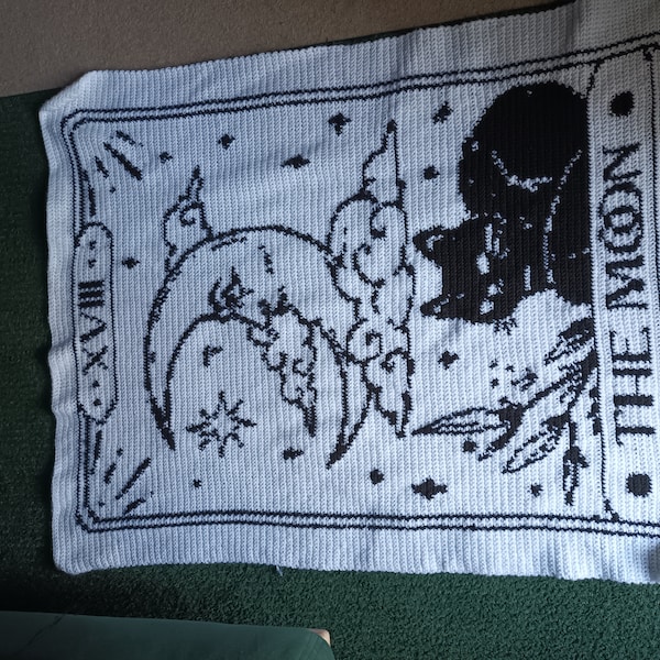 The Moon Tarot Card Wall Hanging Crochet Pattern, Tapestry Crochet ...