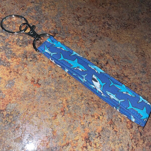 Blue Shark Key Fob, Nautical Wristlet, Ocean Themed Gift - Etsy