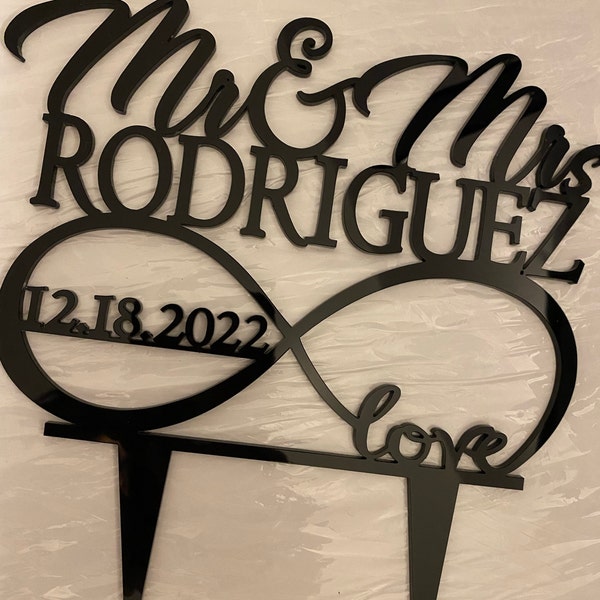 Infinity Symbol With Love, Mr and Mrs Cake Topper, Personalized With ...