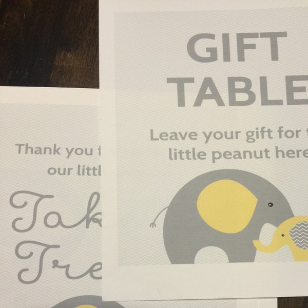 Printable Elephant Baby Shower Table Signs - EIGHT Signs! Welcome Sign ...