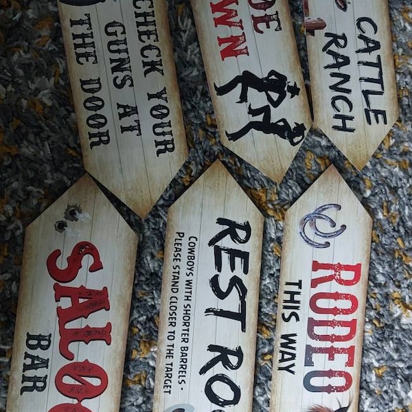 6 Country & Western Party Decoration Arrow Signs American Hoe Down Barn ...