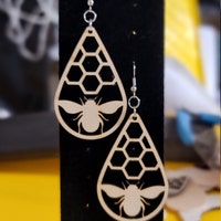Bee Earrings Svg Dxf Png Honeycomb Earring Cut File Leather Earring ...