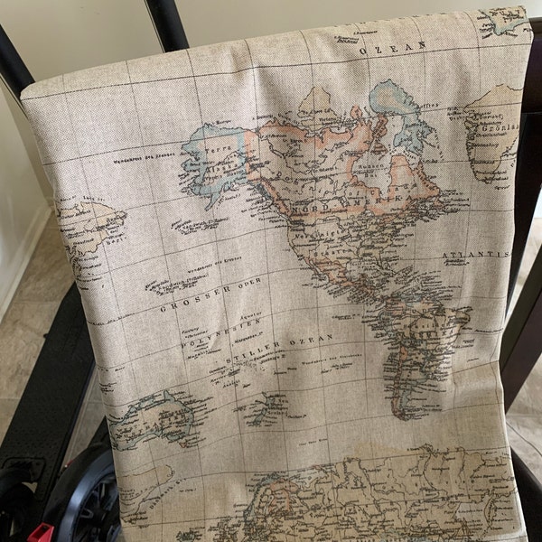 Map Fabric, World Map, per Meter, Upholstery Fabric, Home Decor ...