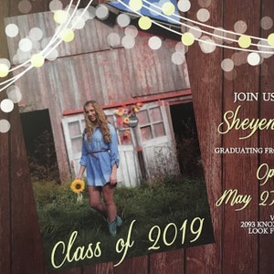 Rustic Graduation Invitation,photo Card,announcement,barn Wood,fairy ...