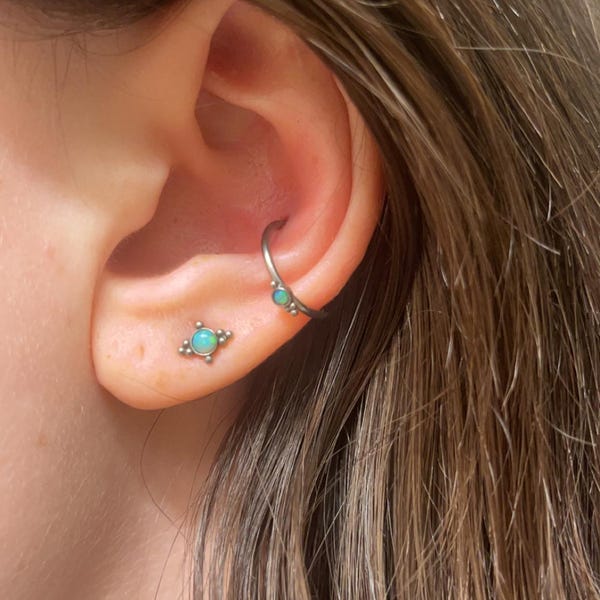 CZ Tragus Hoop Surgical Steel, Conch Hoop, Clicker Hoop, Cartilage Hoop ...