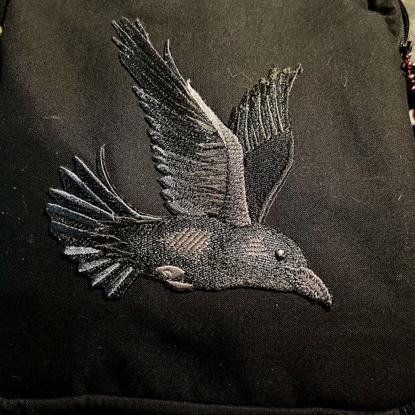 Raven, Crow Flying, Bird Embroidered Patch 3 Sizes Available, or I Can ...
