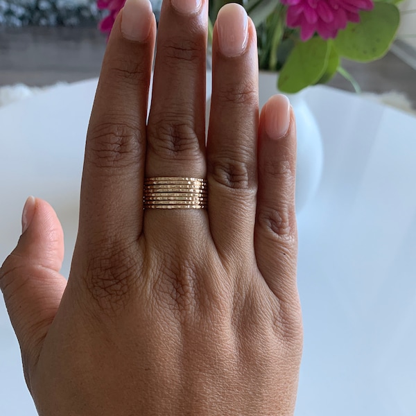 Gold Stacking Rings, Sold per Ring, Hammered Gold Ring, Gold Filled ...